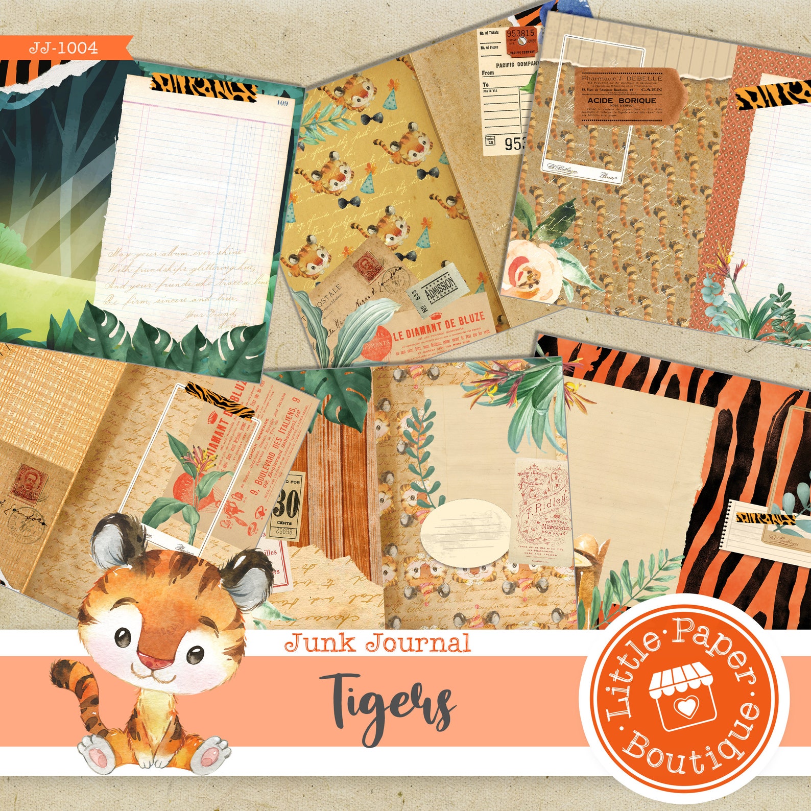 Tiger Jungle Digital Junk Journal Kit FULL KIT Bumble Bees - Etsy
