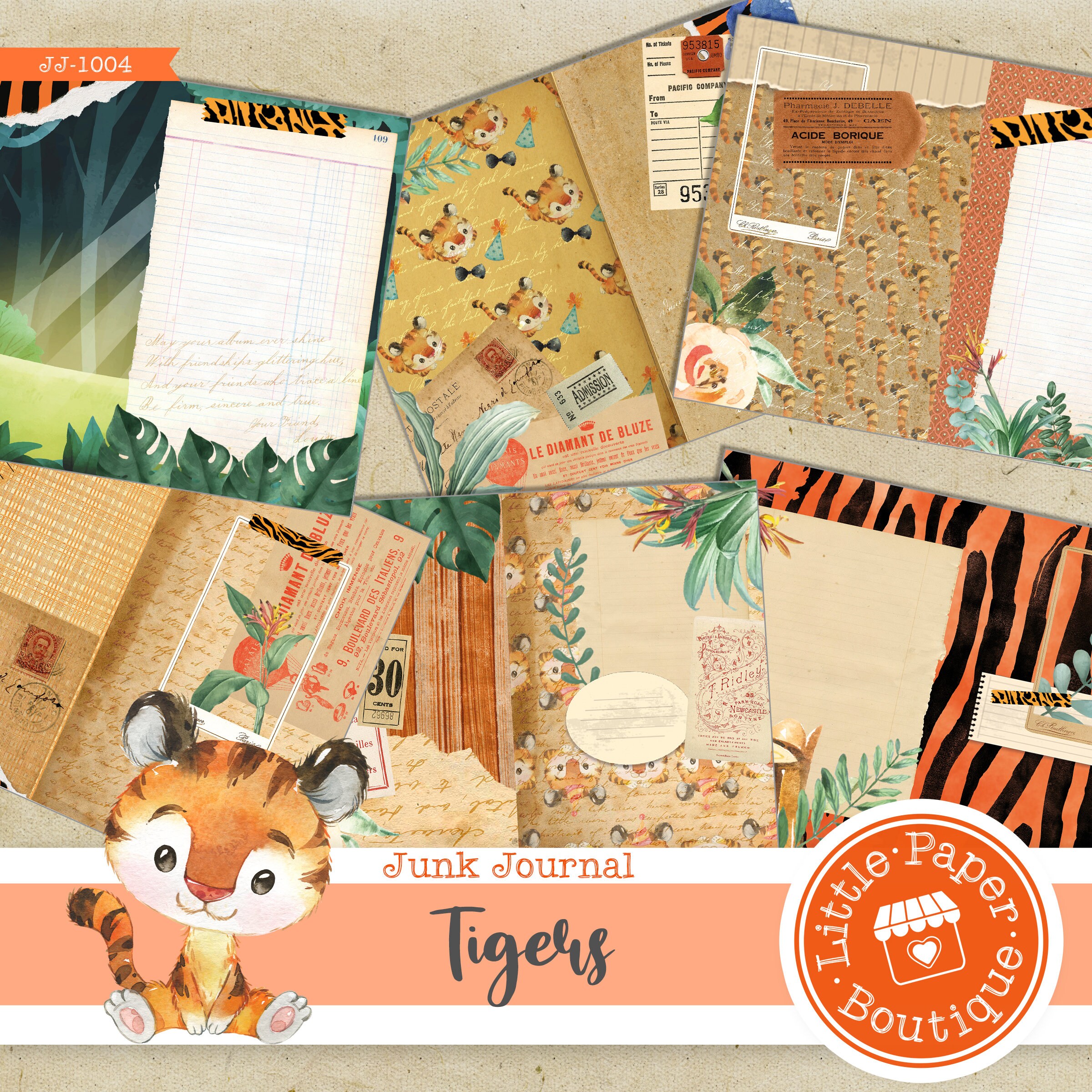 Tiger Jungle Digital Junk Journal Kit FULL KIT Bumble Bees - Etsy