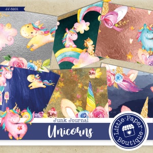Rainbow Unicorn Digital Junk Journal Kit FULL KIT With Scrapbook ...