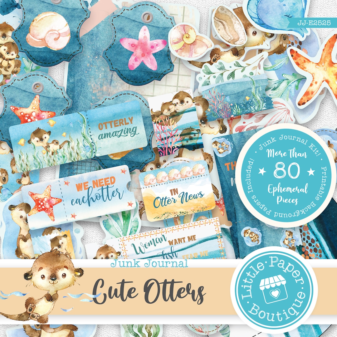 Sea Otters Family Digital Junk Journal Kit (FULL KIT) With Scrapbook ...