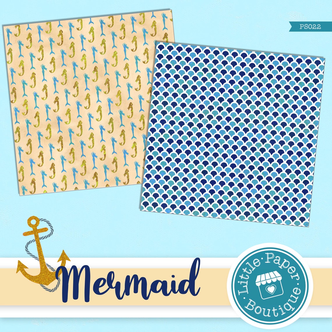 Mermaid Digital Paper Background Under the Sea Scrapbook | Etsy