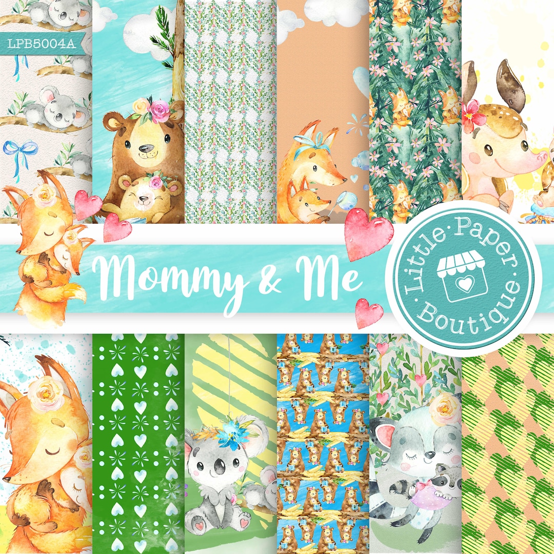 Baby Girl Digital Paper, Mother and Baby, Mommy and Me Digital Paper ...