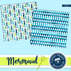 Mermaid Glitter Digital Papers, Nautical Papers, Ocean Papers, Glitter ...