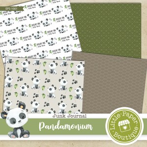 Cute Panda Family Junk Journal Panda Bamboo Forest Background Papers ...