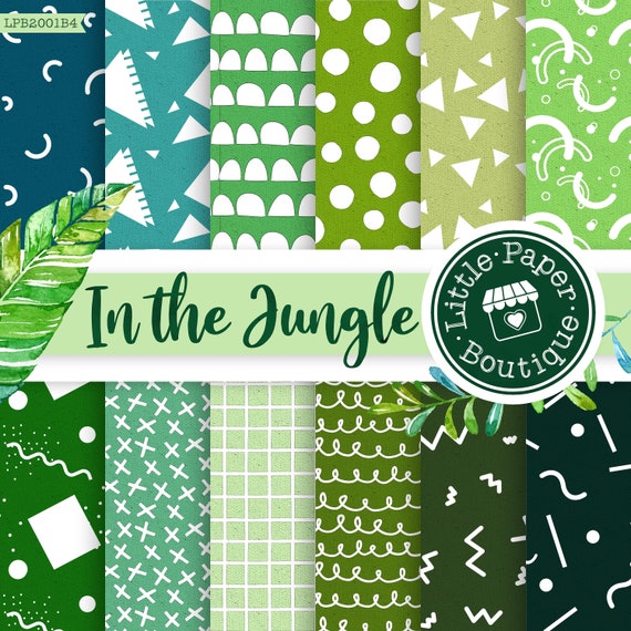 Green Digital Paper Pack Polka Dots Stripes Background St. | Etsy
