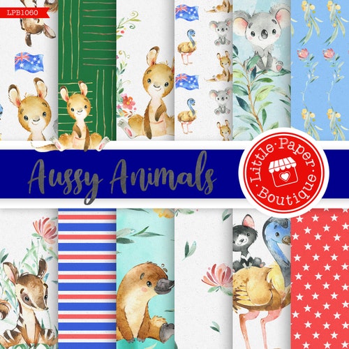 Australia Digital Paper Koala Kangaroo Australian Flowers - Etsy Australia