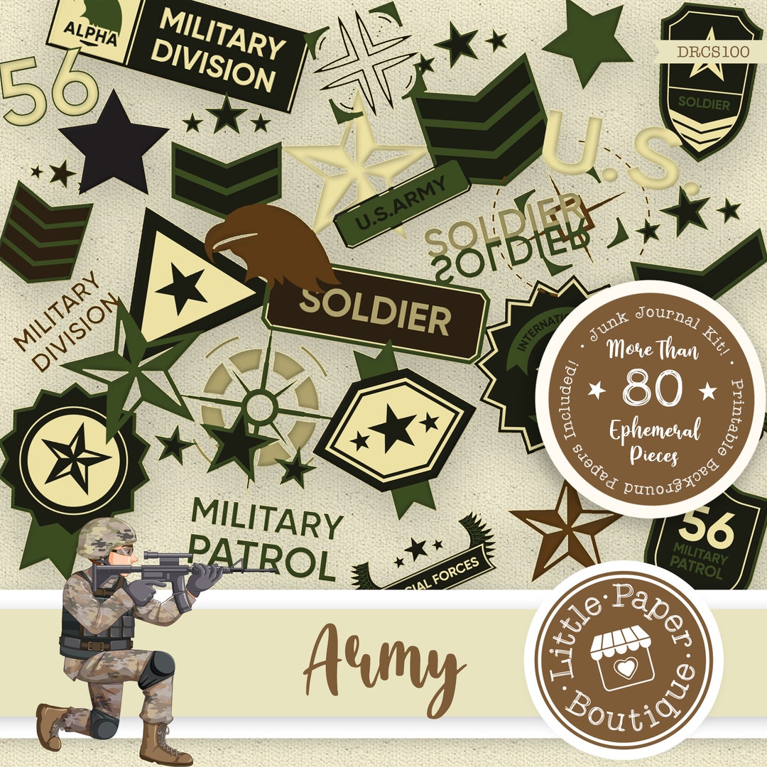 US Army Digital Paper, Army Theme Scrapbook, Military Scrapbook ...