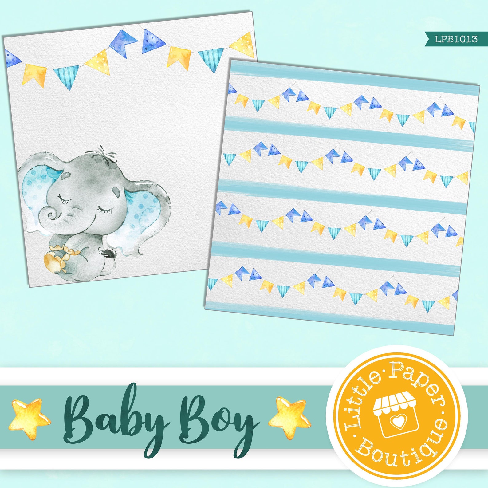 Baby Blue Digital Paper, Blue, Grey, Baby Boy, Digital Paper, Scrapbook ...