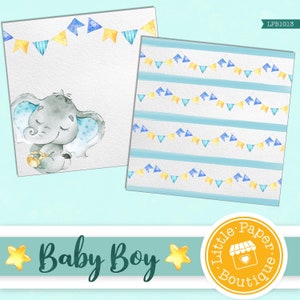 Baby Blue Digital Paper, Blue, Grey, Baby Boy, Digital Paper, Scrapbook ...