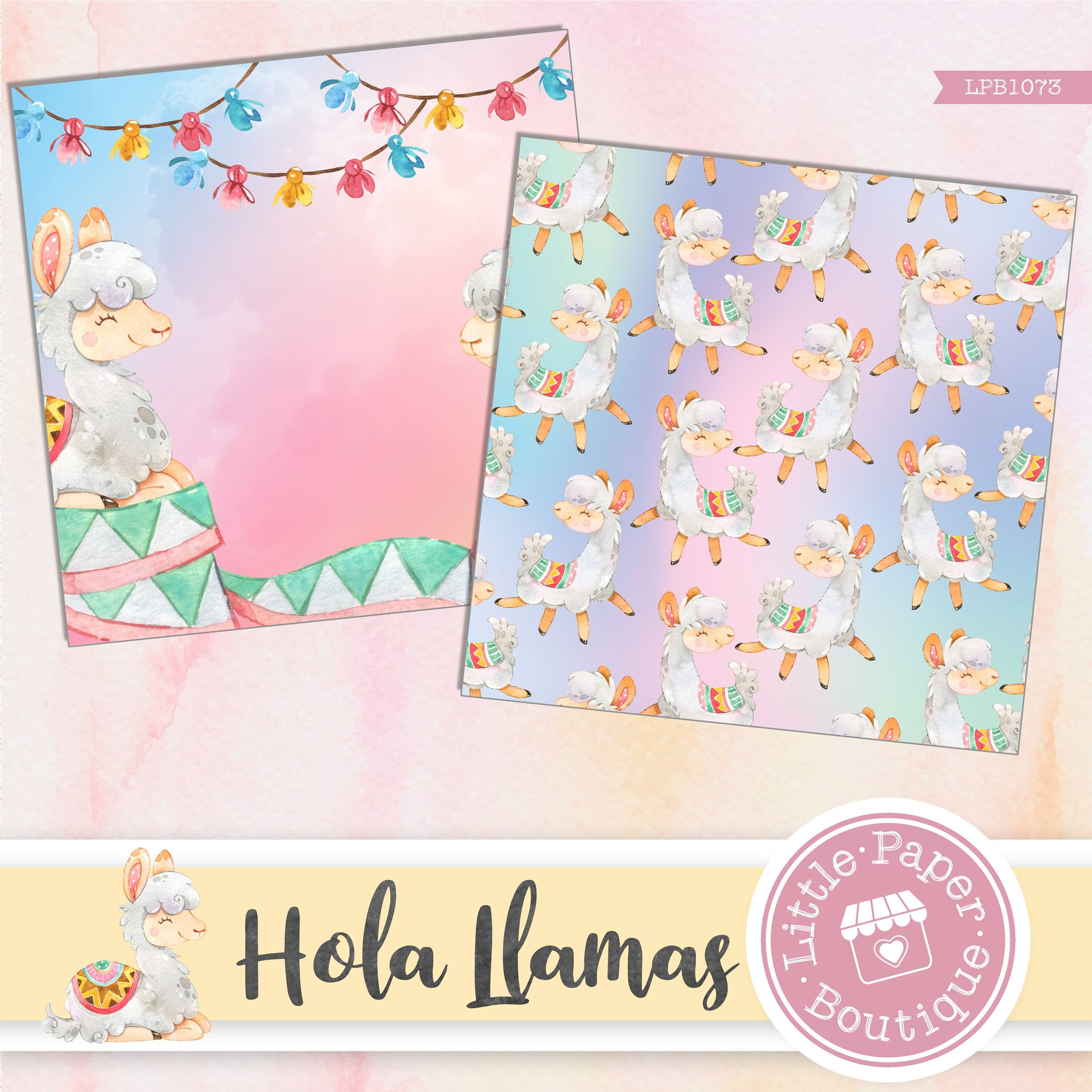 Llama Clipart Llama Digital Paper Llama Scrapbook Papers - Etsy