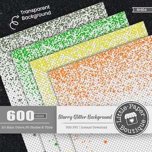 600pcs Glitter TRANSPARENT Background Digital Paper Pack Commercial Use ...