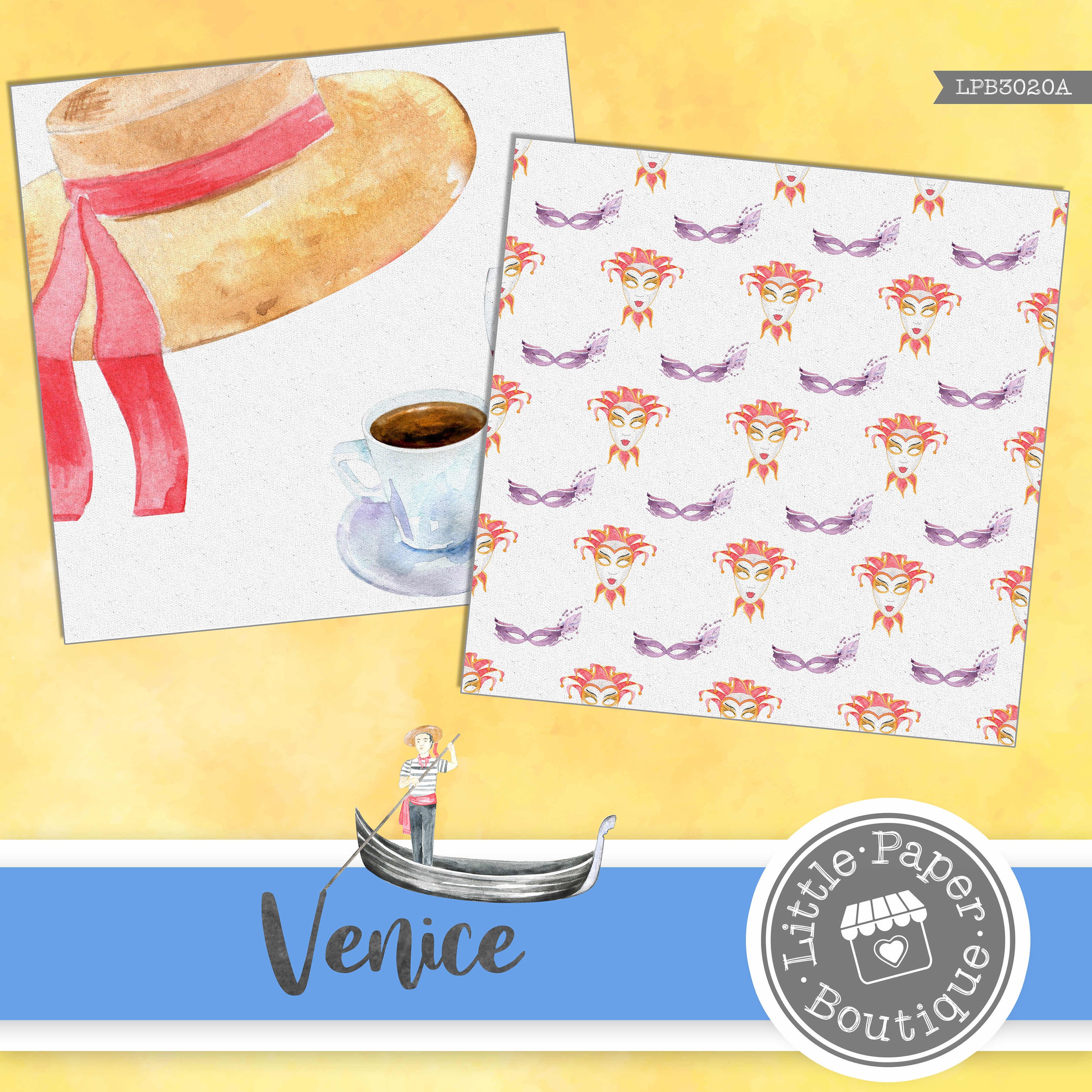 Venice digital paper Italy digital paper pack Мask digital | Etsy