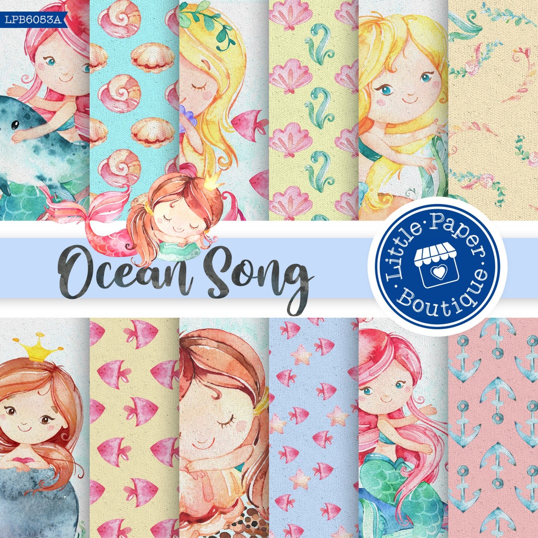 Mermaid Digital Papers,mermaid Paper Pack,under the Sea Digital Papers ...