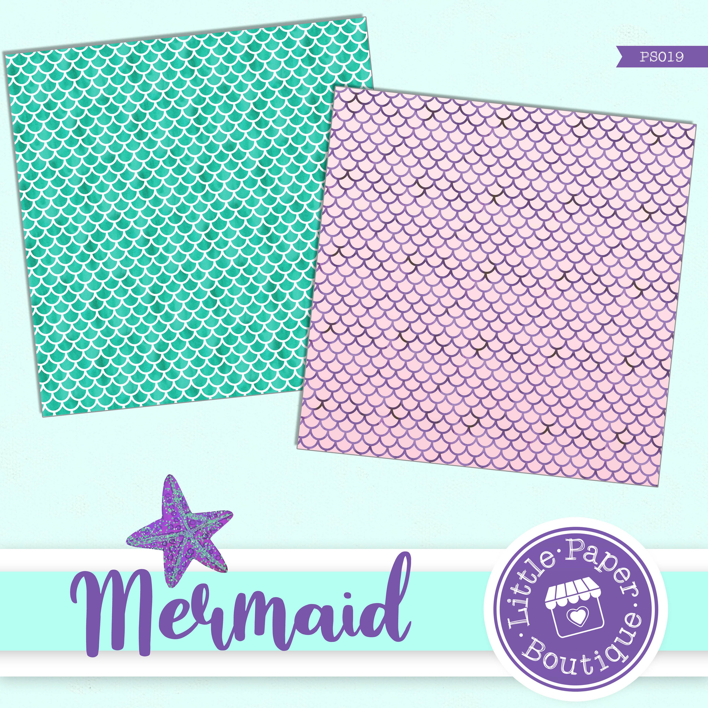 Mermaid Glitter Digital Papers Nautical Papers Ocean Papers - Etsy
