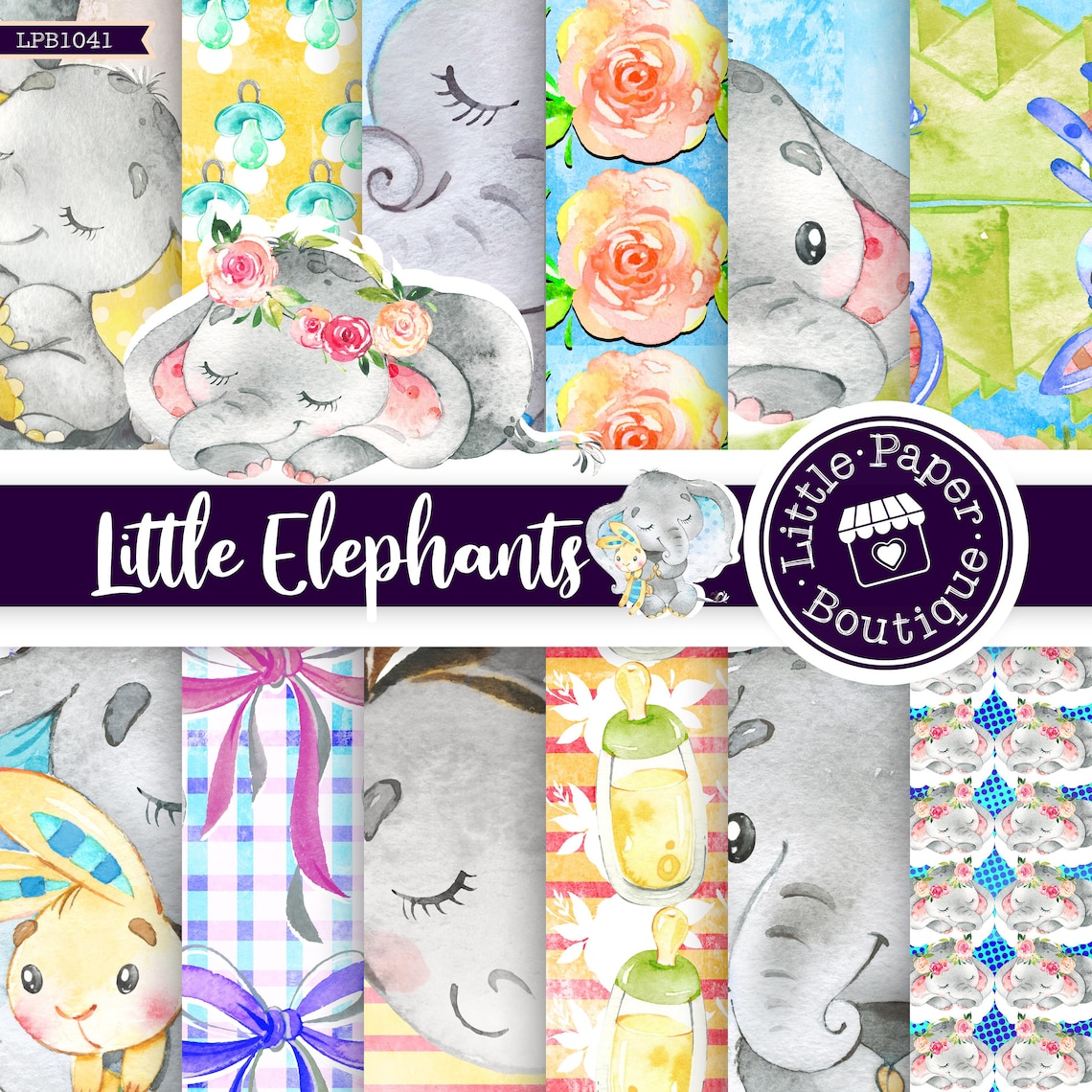 Elephant Digital Paper Baby Elephant Digital Paper Baby - Etsy