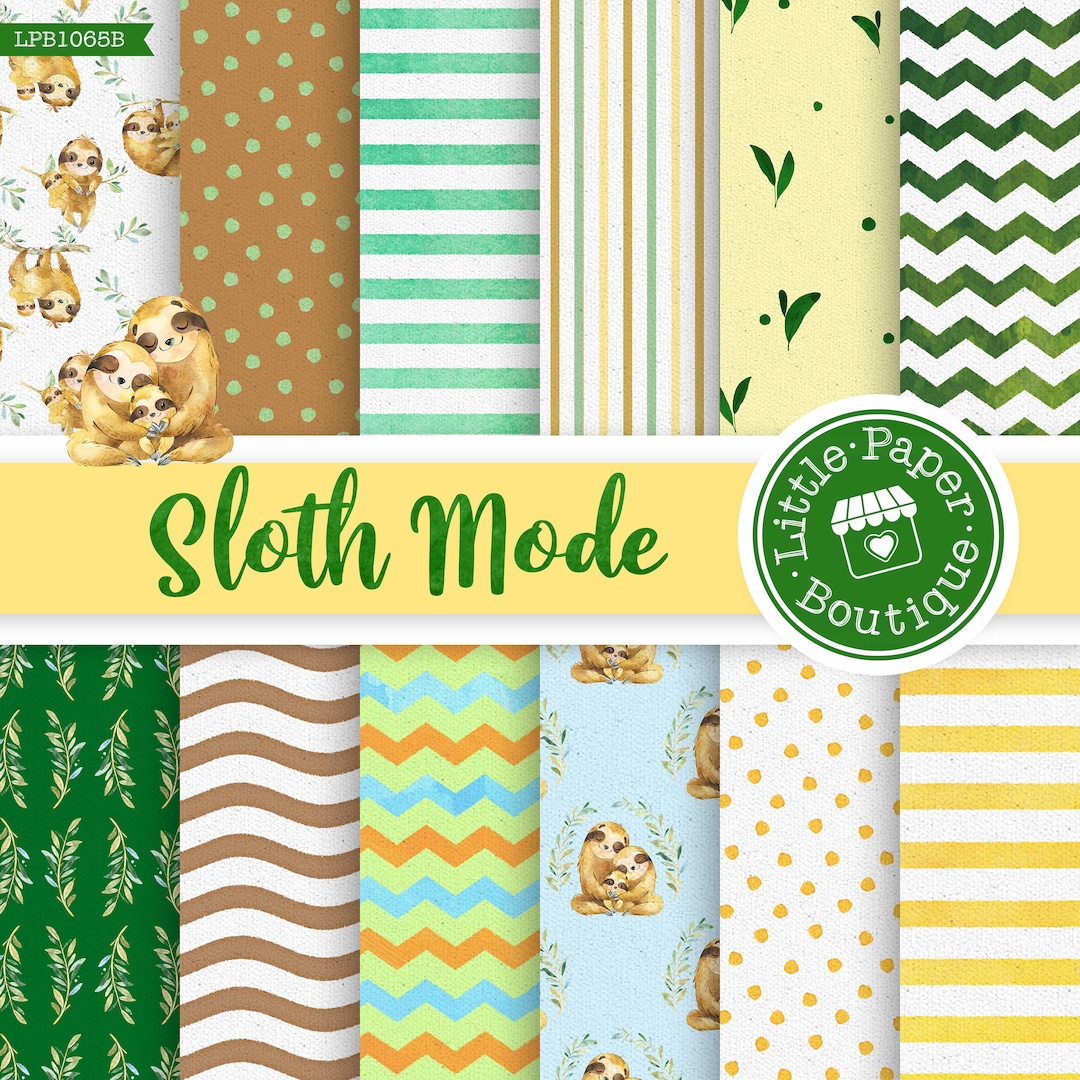 Sloths Digital Papers, Cute Sloths, Sloths Pattern, Summer Digital ...