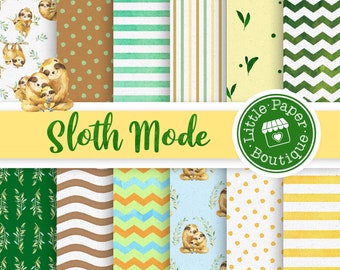 Sloths Digital Papers, Cute Sloths, Sloths Pattern, Summer Digital ...