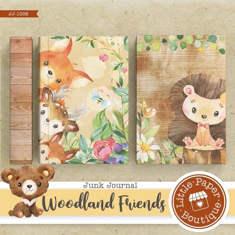 Forest Friends Woodlands Animals Digital Junk Journal Elements - Etsy