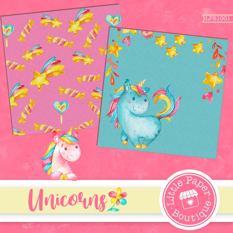 Unicorn Digital Paper, Whimsical Digital Paper, Unicorn Planner ...