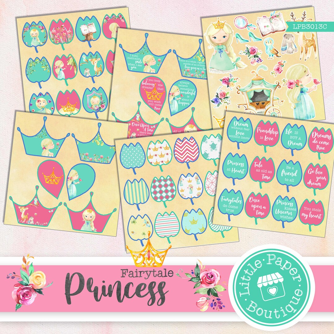 Little Princess Digital Paper Cute Girl Printables Patterns Princess ...