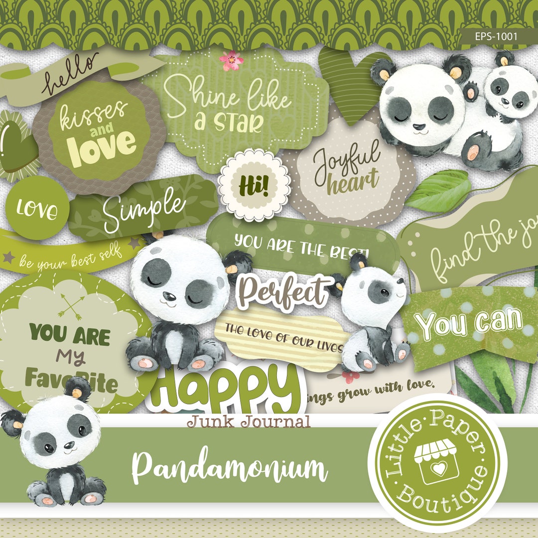 Cute Panda Family Junk Journal Panda Bamboo Forest Background Papers ...