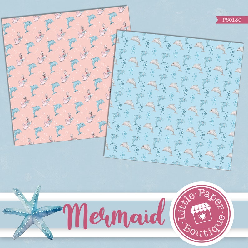 Golden Mermaid Digital Paper, Mermaid Patterns Pink and Turquoise ...