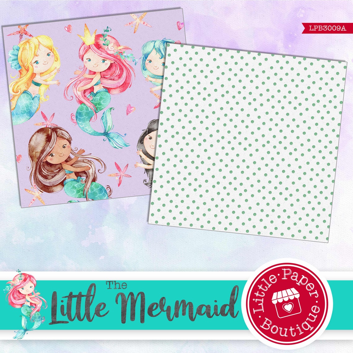 The Little Mermaid Mermaid Digital Papers Ariel Paper - Etsy