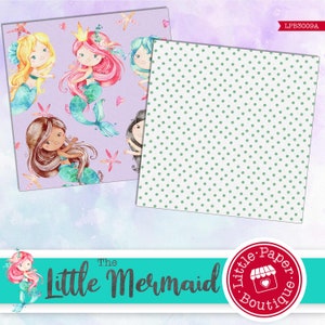 The Little Mermaid, Mermaid Digital Papers, Ariel Paper, Princess ...
