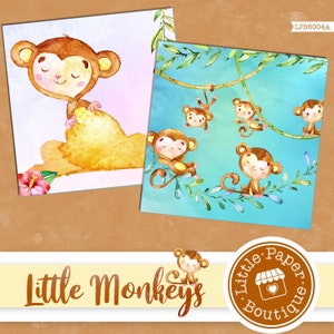 Monkey Digital Papers, Banana Paper, Animal for Birthday, Baby Shower ...