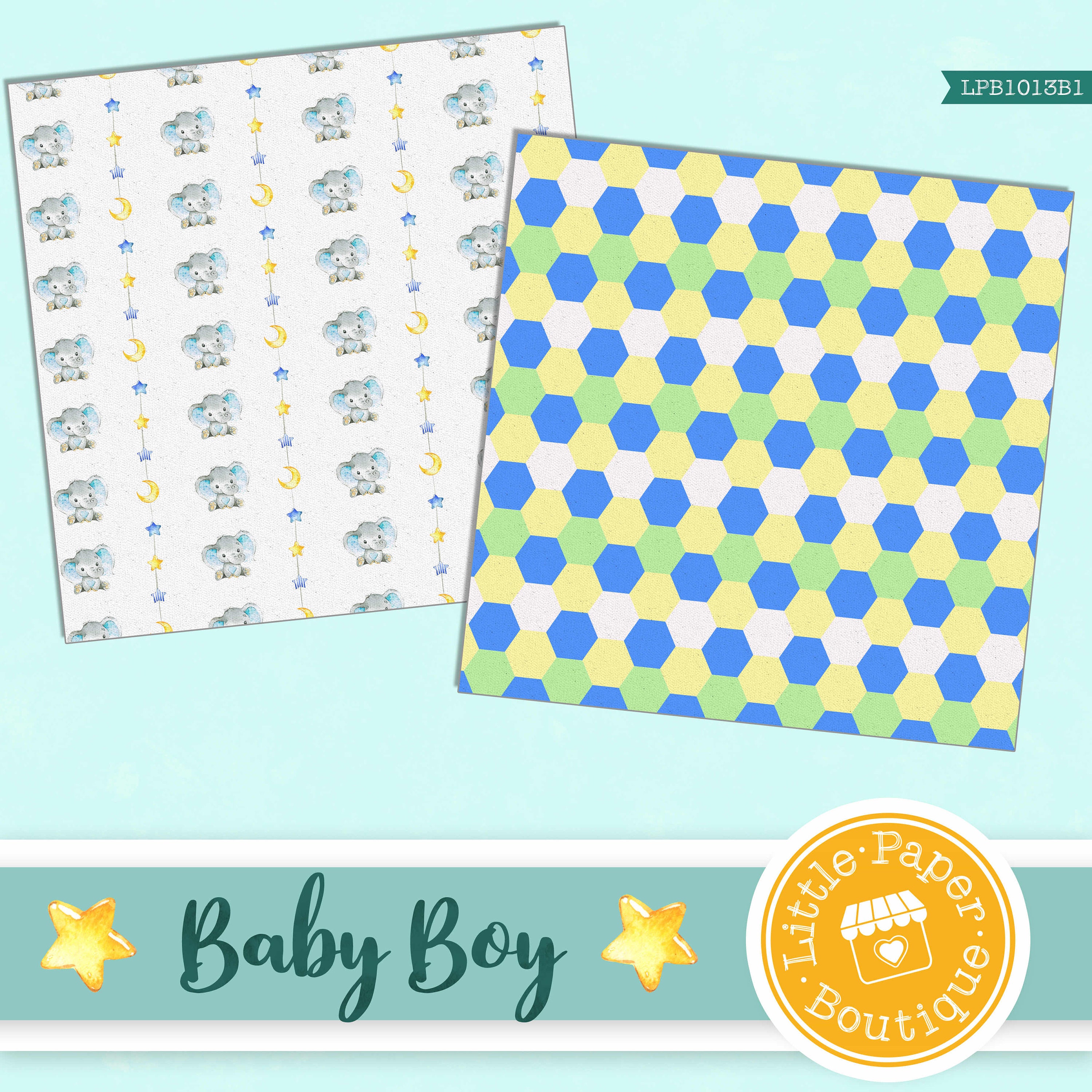 Baby Boy Digital Paper Baby Shower Scrapbook Blue & Grey | Etsy