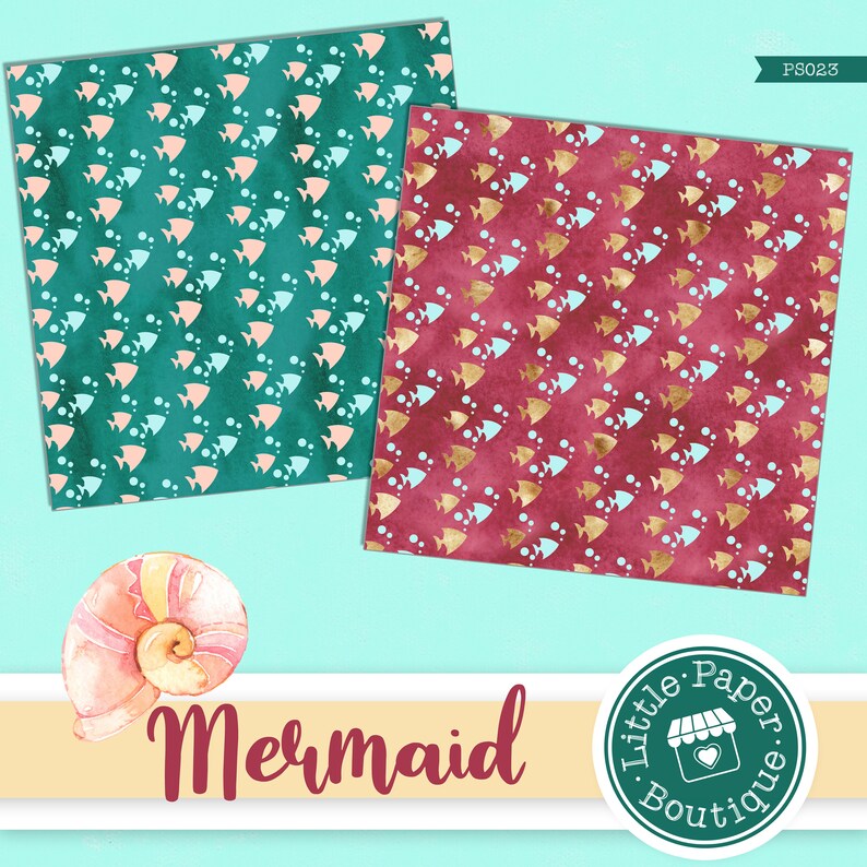 Mermaid Glitter Digital Papers Nautical Papers Ocean Papers - Etsy