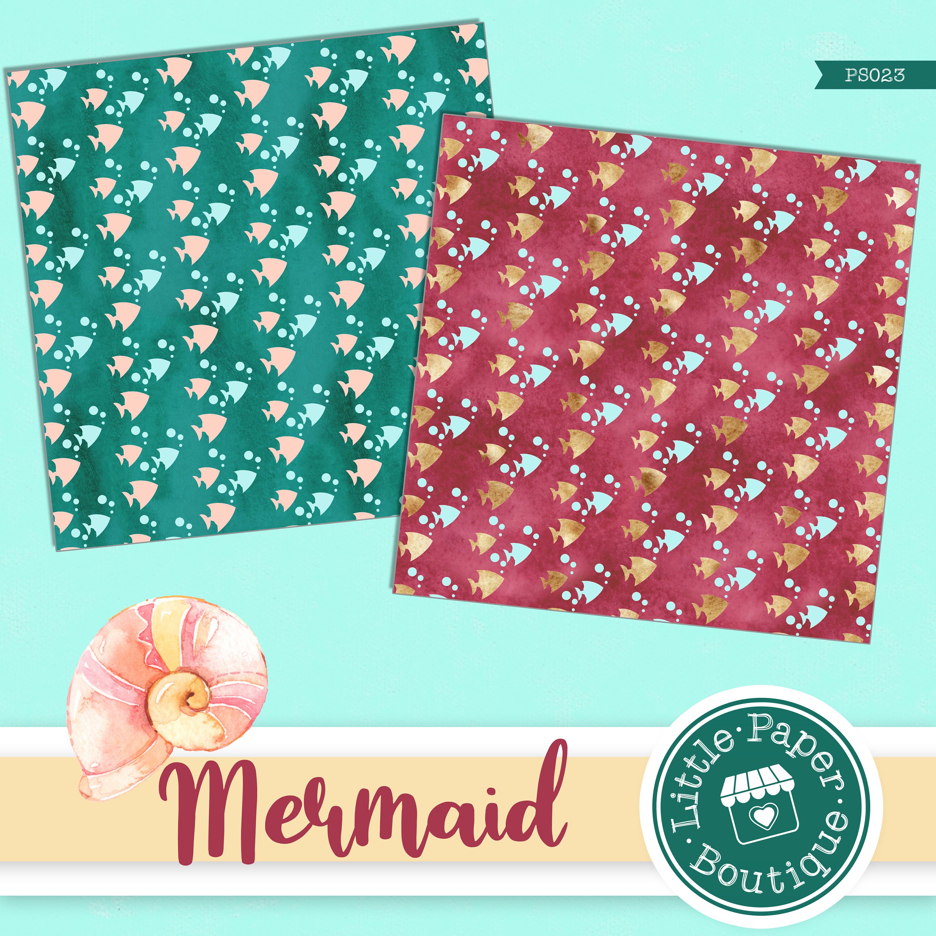 Mermaid Glitter Digital Papers Nautical Papers Ocean Papers | Etsy