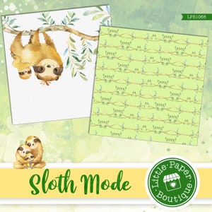 Sloths Digital Papers, Cute Sloths, Sloths Pattern, Summer Digital ...