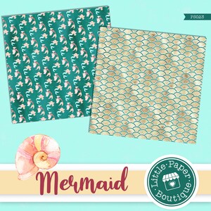 Mermaid Glitter Digital Papers, Nautical Papers, Ocean Papers, Glitter ...
