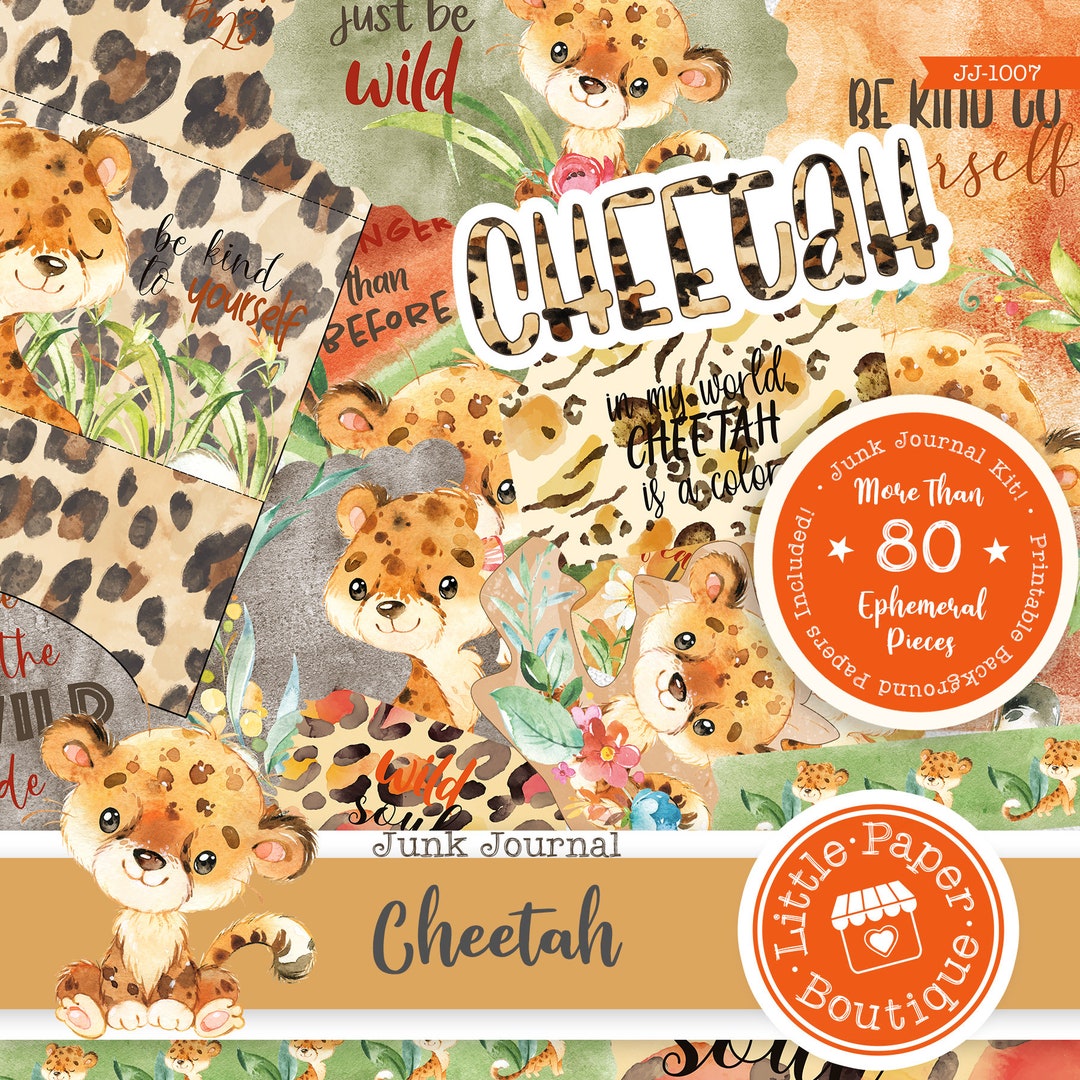 Africana Cheetah Junk Journal Kit (FULL KIT) Savannah Animals ...