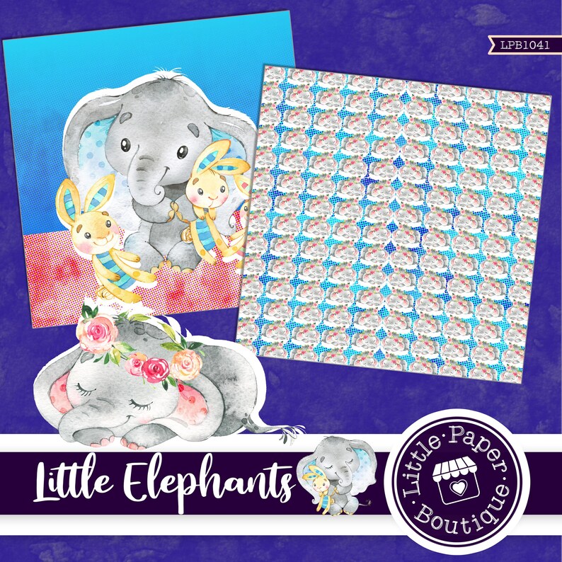 Elephant Digital Paper Baby Elephant Digital Paper Baby | Etsy