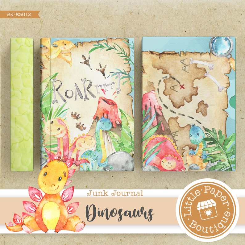 Dinosaur Jurassic Digital Junk Journal Kit (FULL KIT) With Scrapbook ...