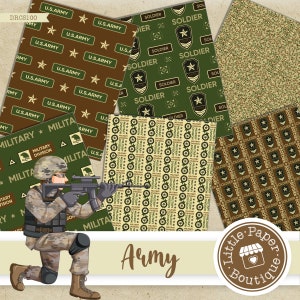US Army Digital Paper, Army Theme Scrapbook, Military Scrapbook ...