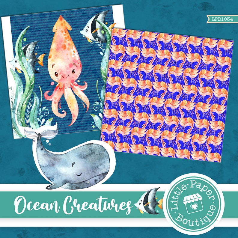 Sea Animals Digital Paper Setunder the Sea Digital Paper - Etsy