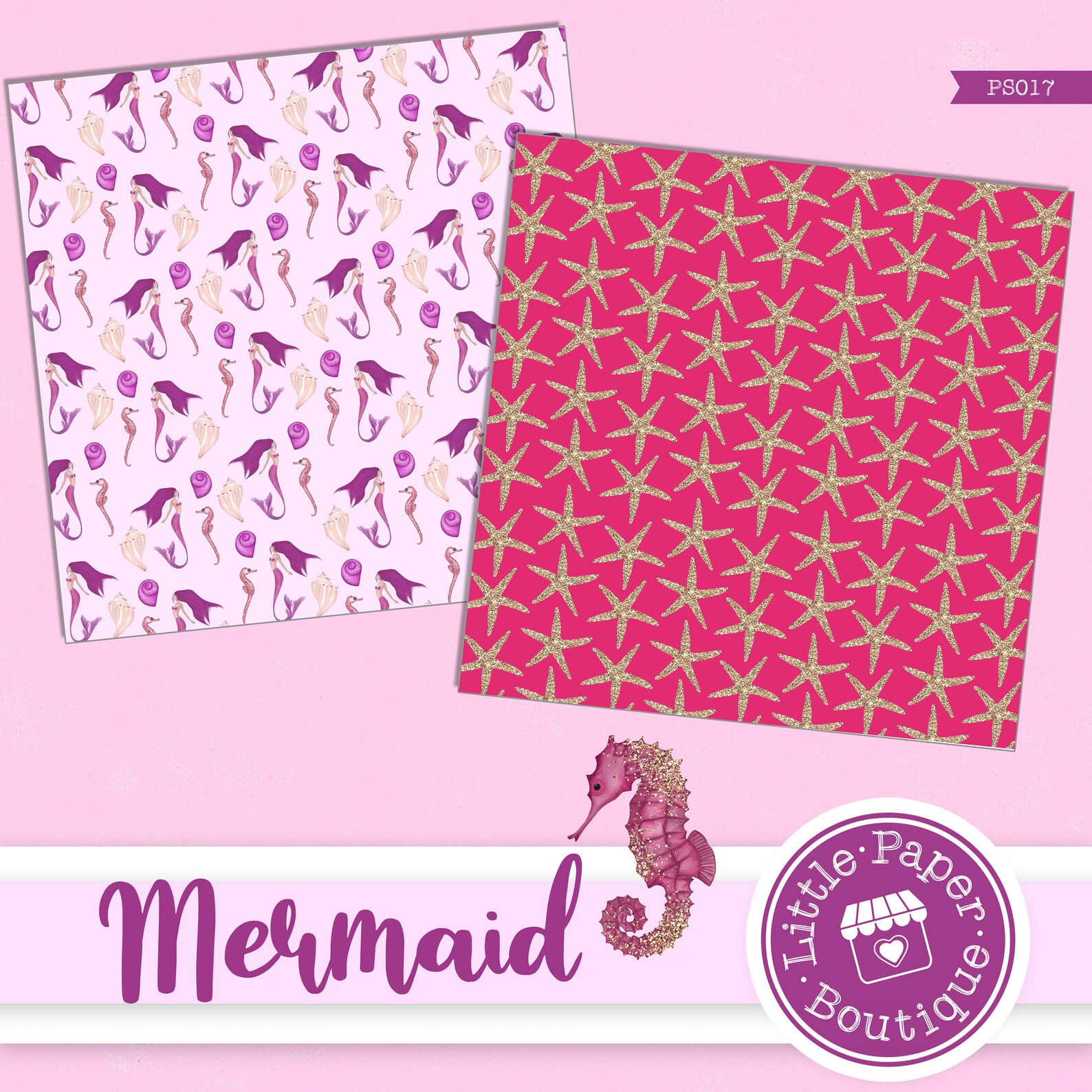 Mermaid Digital Paper Summer Digital Paper Sealife Digital - Etsy
