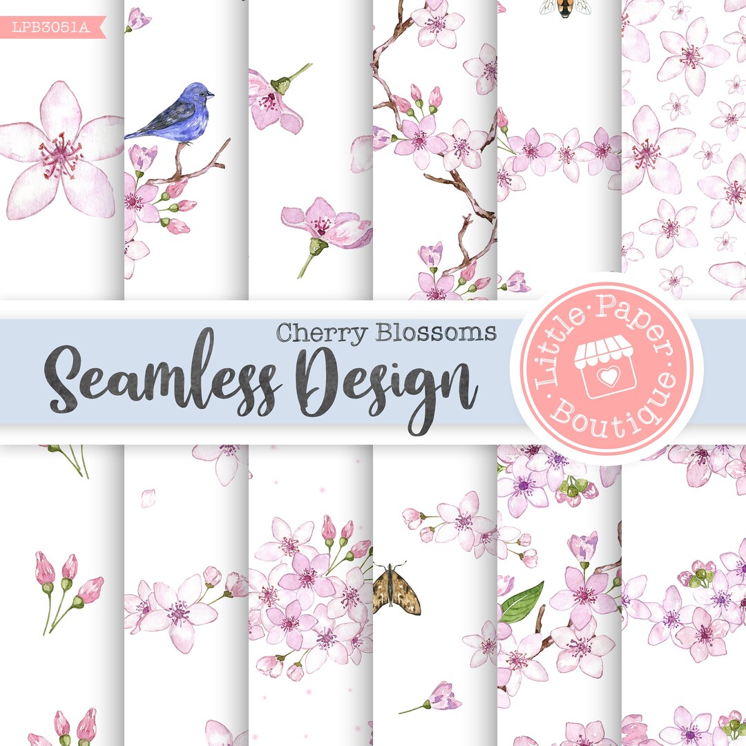 Sakura, Cherry Blossom Digital Papers, Floral Digital Paper, Flower ...