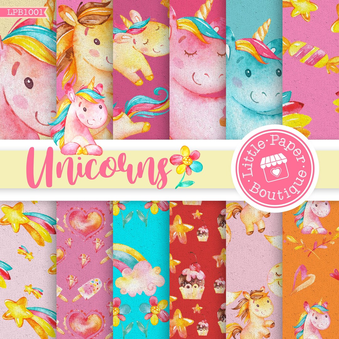 Unicorn Digital Paper, Whimsical Digital Paper, Unicorn Planner ...