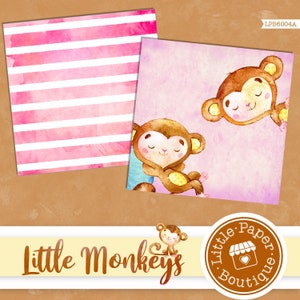 Monkey Digital Papers, Banana Paper, Animal for Birthday, Baby Shower ...
