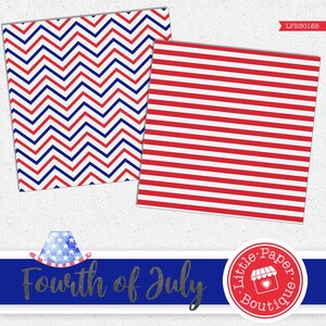 Red White and Blue Floral Digital Paper, USA American Patriotic Flower ...