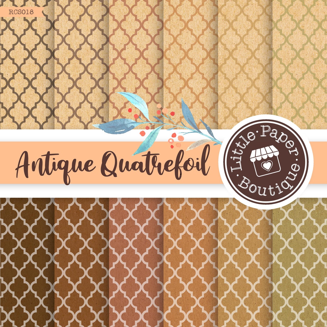 Antiqued Pastel Quatrefoil Digital Paper Textured Scrapbooking Paper ...