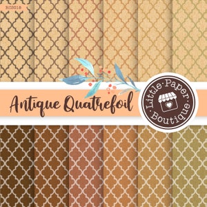 Antiqued Pastel Quatrefoil Digital Paper Textured Scrapbooking Paper ...