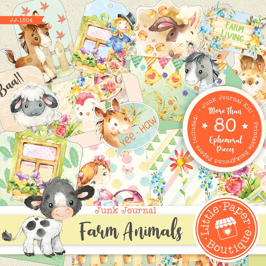 Farm Animals Barn Junk Journal Kit (FULL KIT) Farmer's Market ...