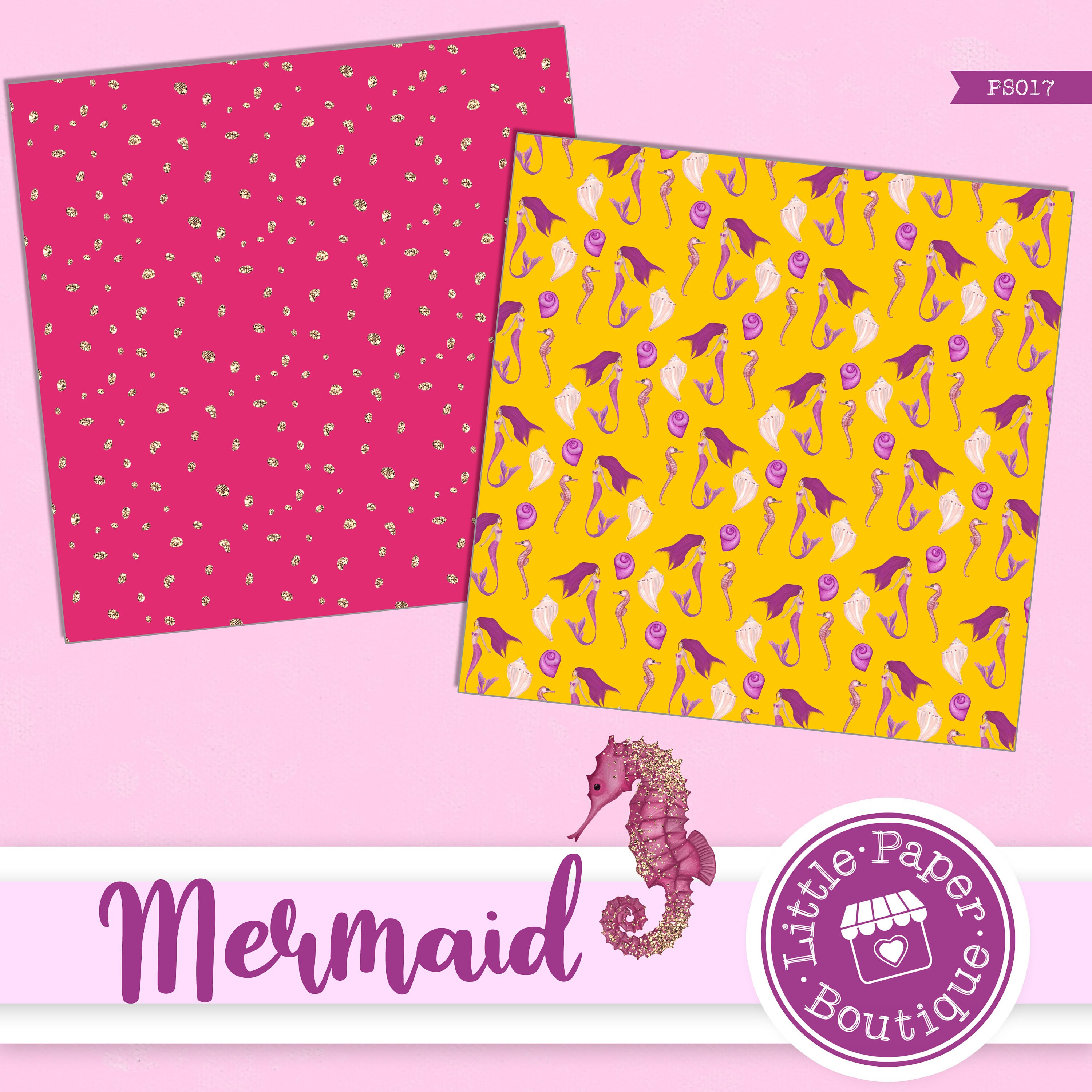 Mermaid Digital Paper Summer Digital Paper Sealife Digital | Etsy