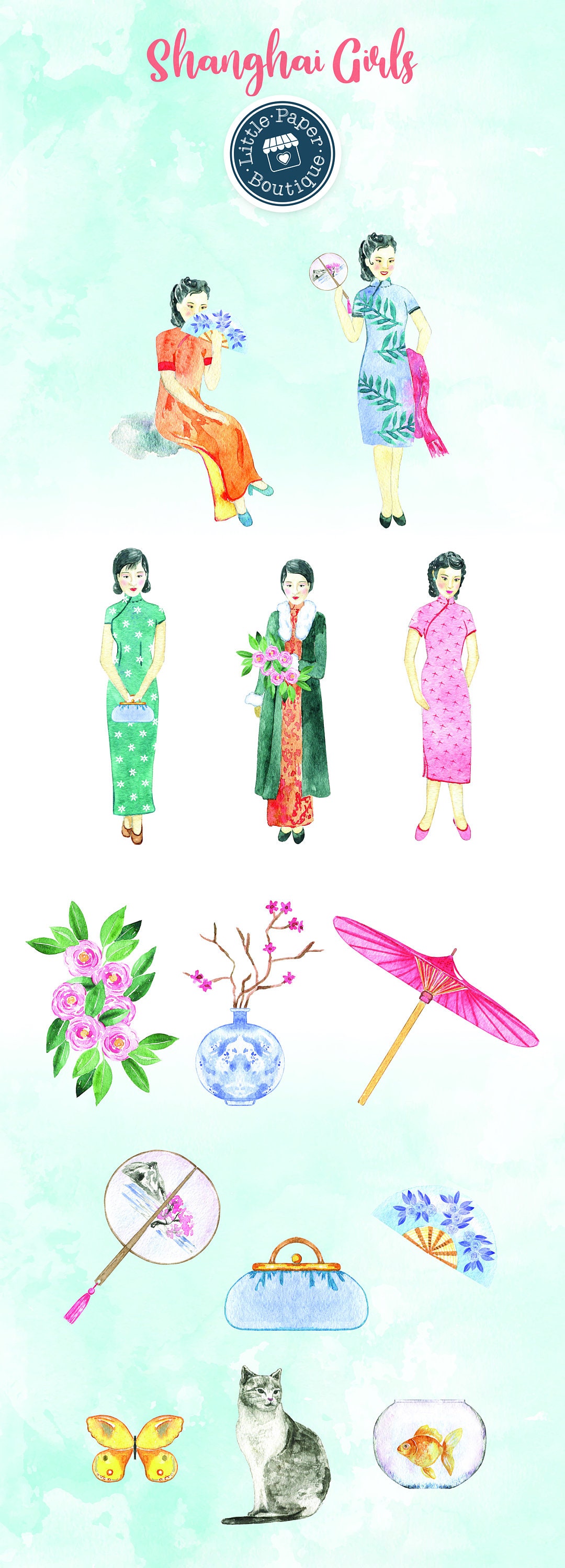 Shanghai Lady Vintage Chinese Digital Printable Vintage Chinese ...