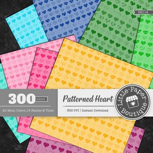 Scrapbooking Hearts Digital Paper, All Colors Heart Rainbow Printable ...